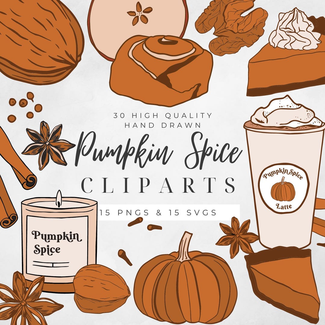 Pumpkin Spice Illustrations - Hand Drawn Fall Cliparts SVG and PNG ...
