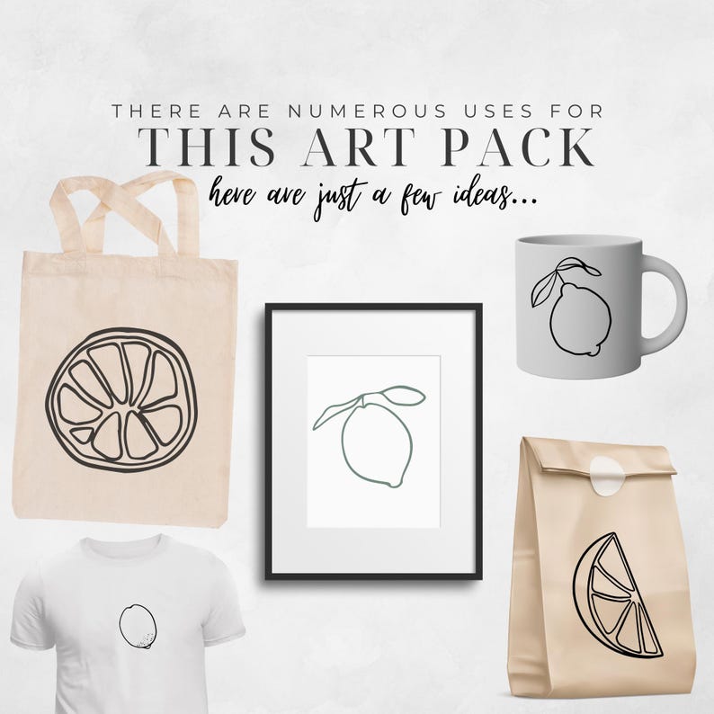 Lemon Illustrations - Hand Drawn Lemons Line Art SVG and PNG - Ink ...