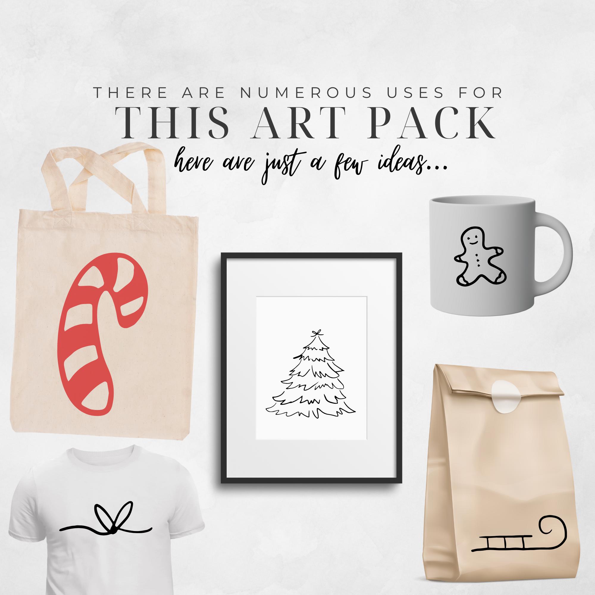 Hand Drawn Christmas Line Art – Holiday SVG PNG Clipart Bundle - Etsy