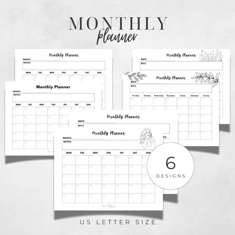 Monthly Printable Planner With Notes - Monthly Calendar Printable ...
