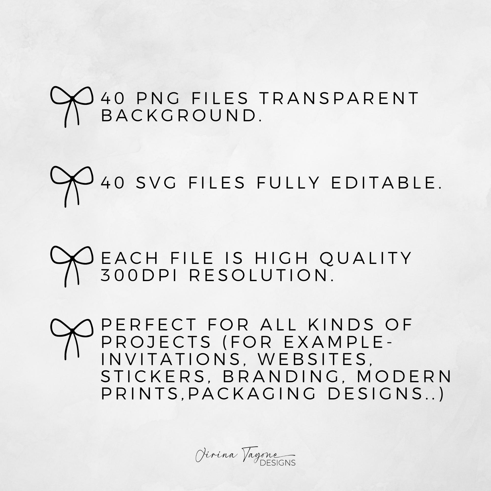 Bow Illustrations - Hand Drawn Bows Line Art SVG and PNG - Ink Drawn ...