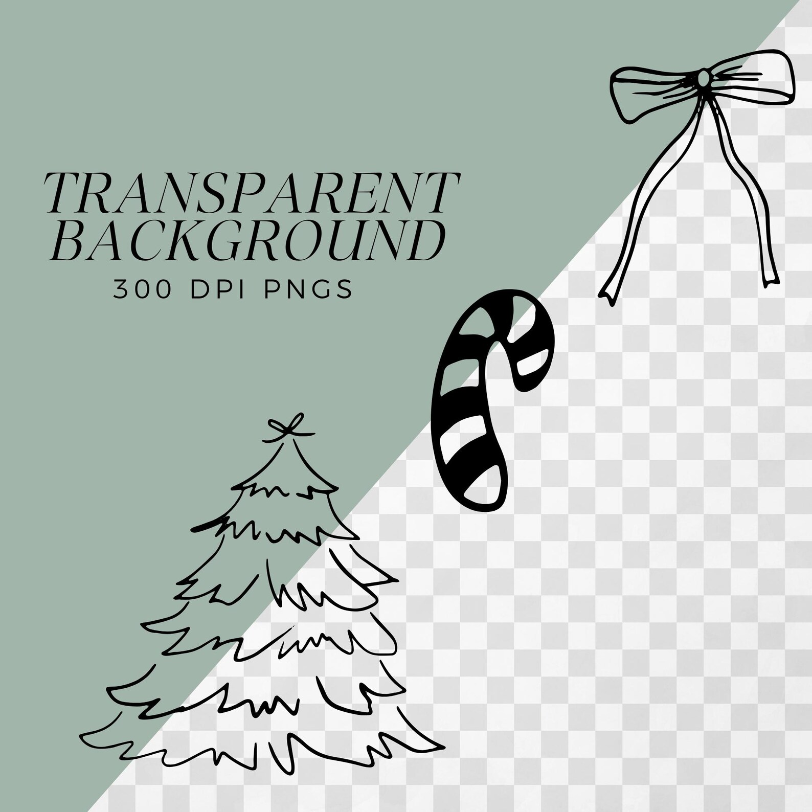 Hand Drawn Christmas Line Art – Holiday SVG PNG Clipart Bundle - Etsy