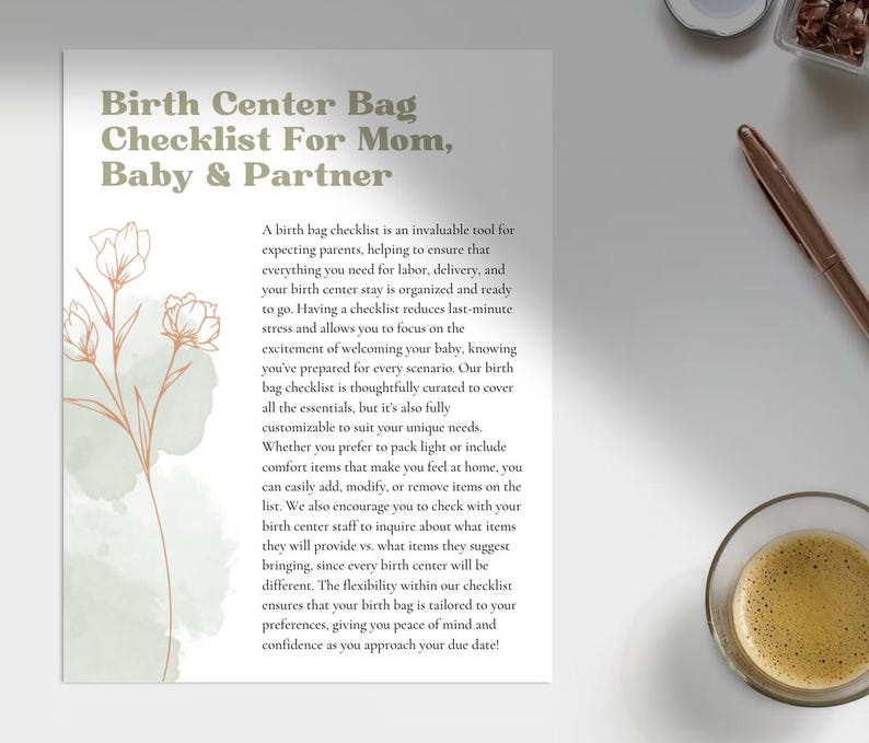 Birth Center Bag Checklist - Etsy