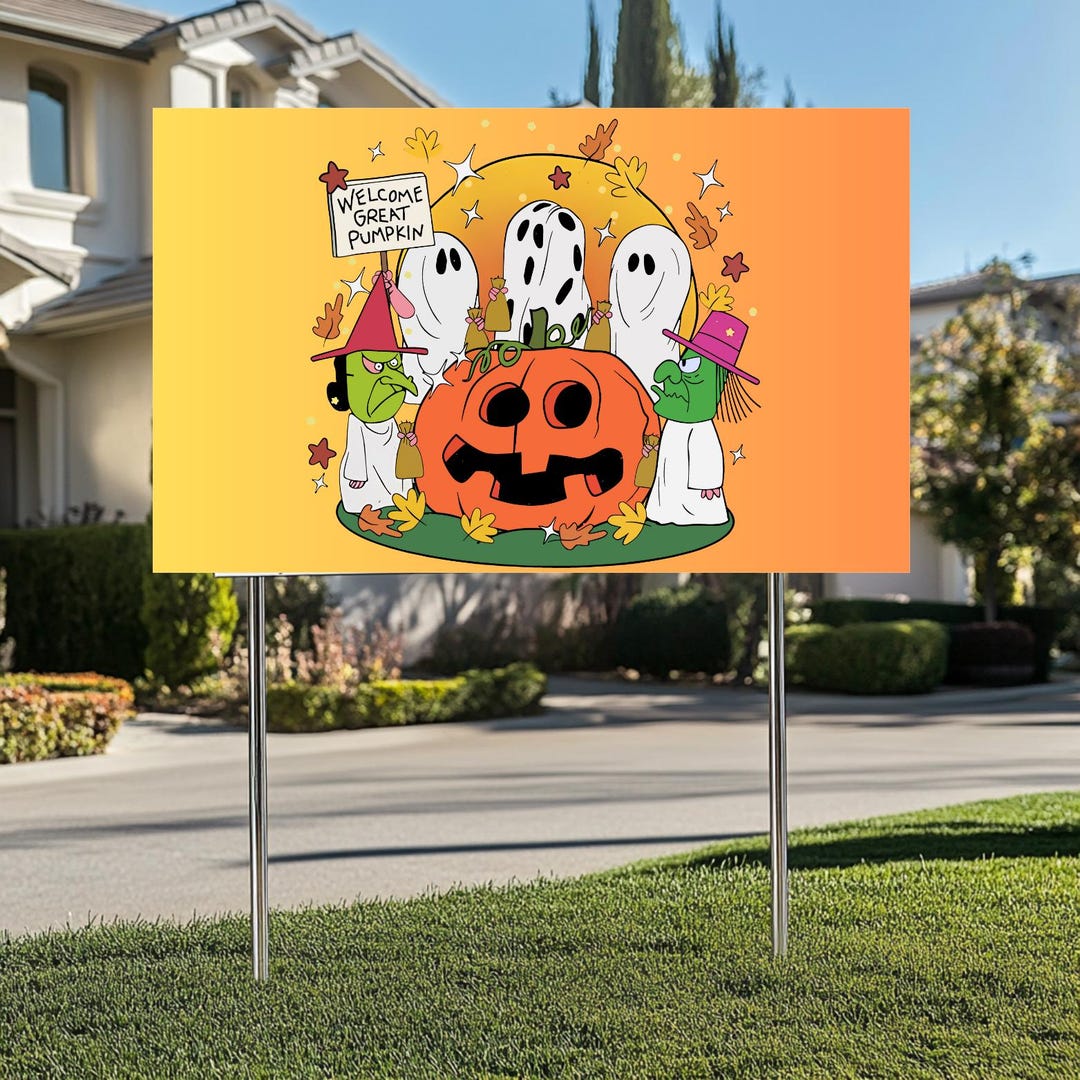 Welcome Great Pumpkin Yard Sign, Funny Halloween Spooky Yard Sign ...