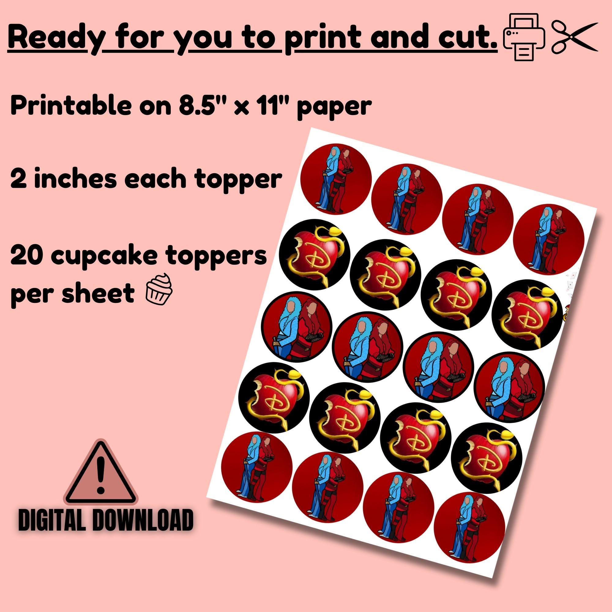 Descendants Cupcake Topper, Descendants Rise of Red Printable Cupcake ...