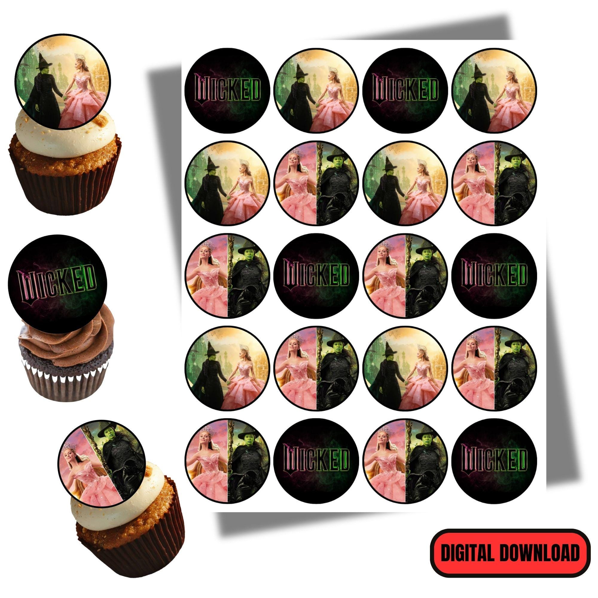 Wicked Cupcake Topper, Wicked Printable Cupcake Topper, Cupcake Toppers ...