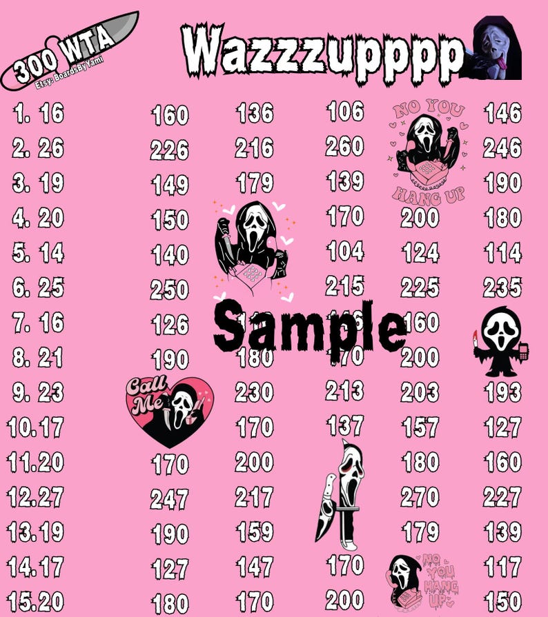 NEW Ghost Face 300 Bingo Board - Etsy