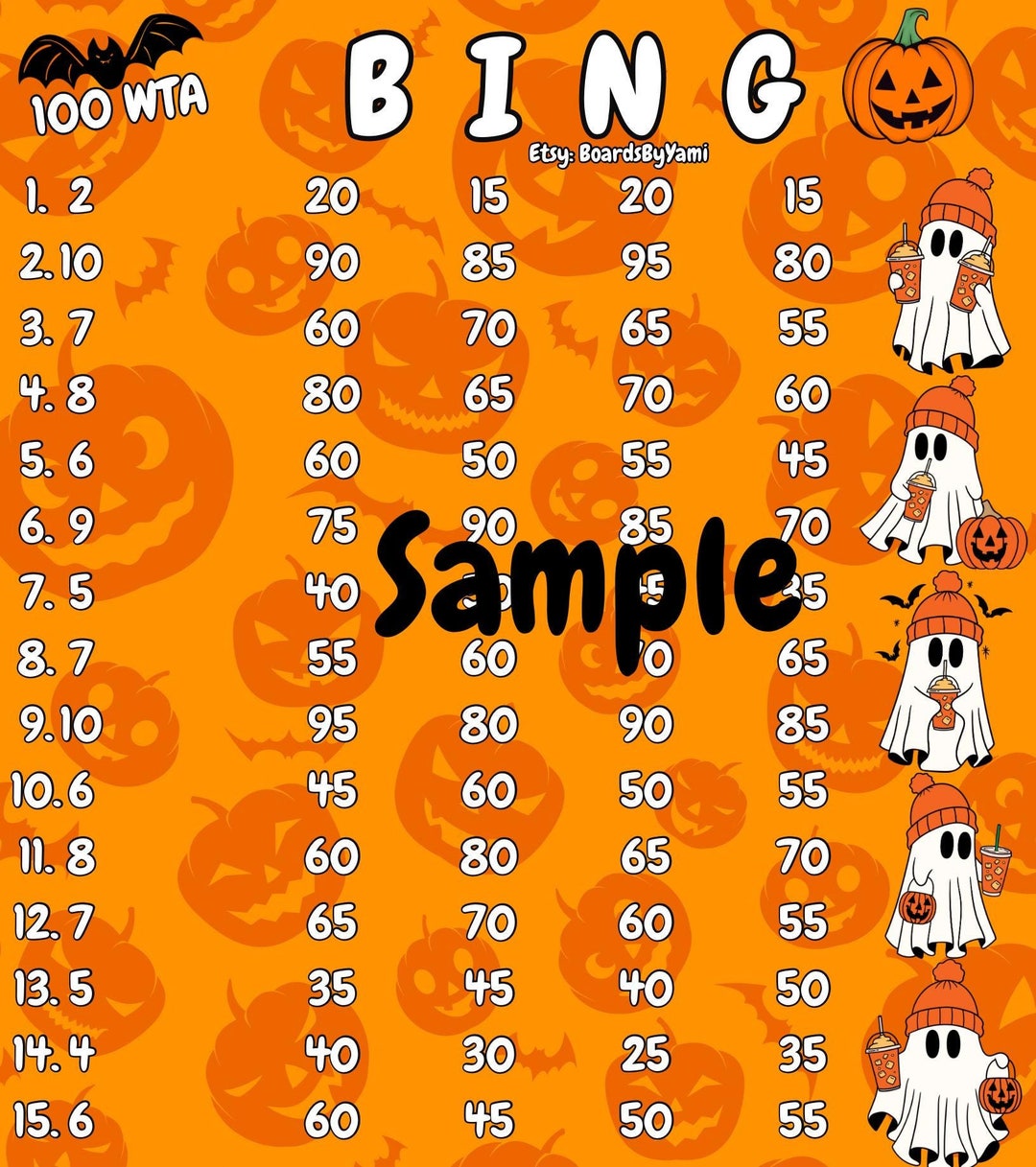 NEW Ghost 100 Bingo Board - Etsy
