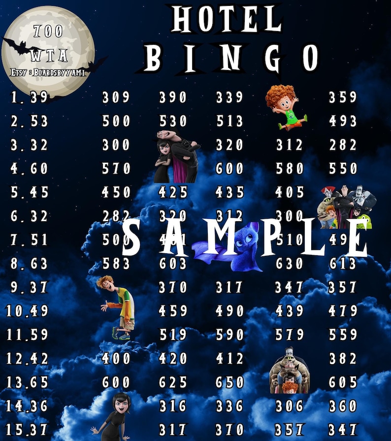 NEW Hotel Transylvania 700 Bingo Board - Etsy