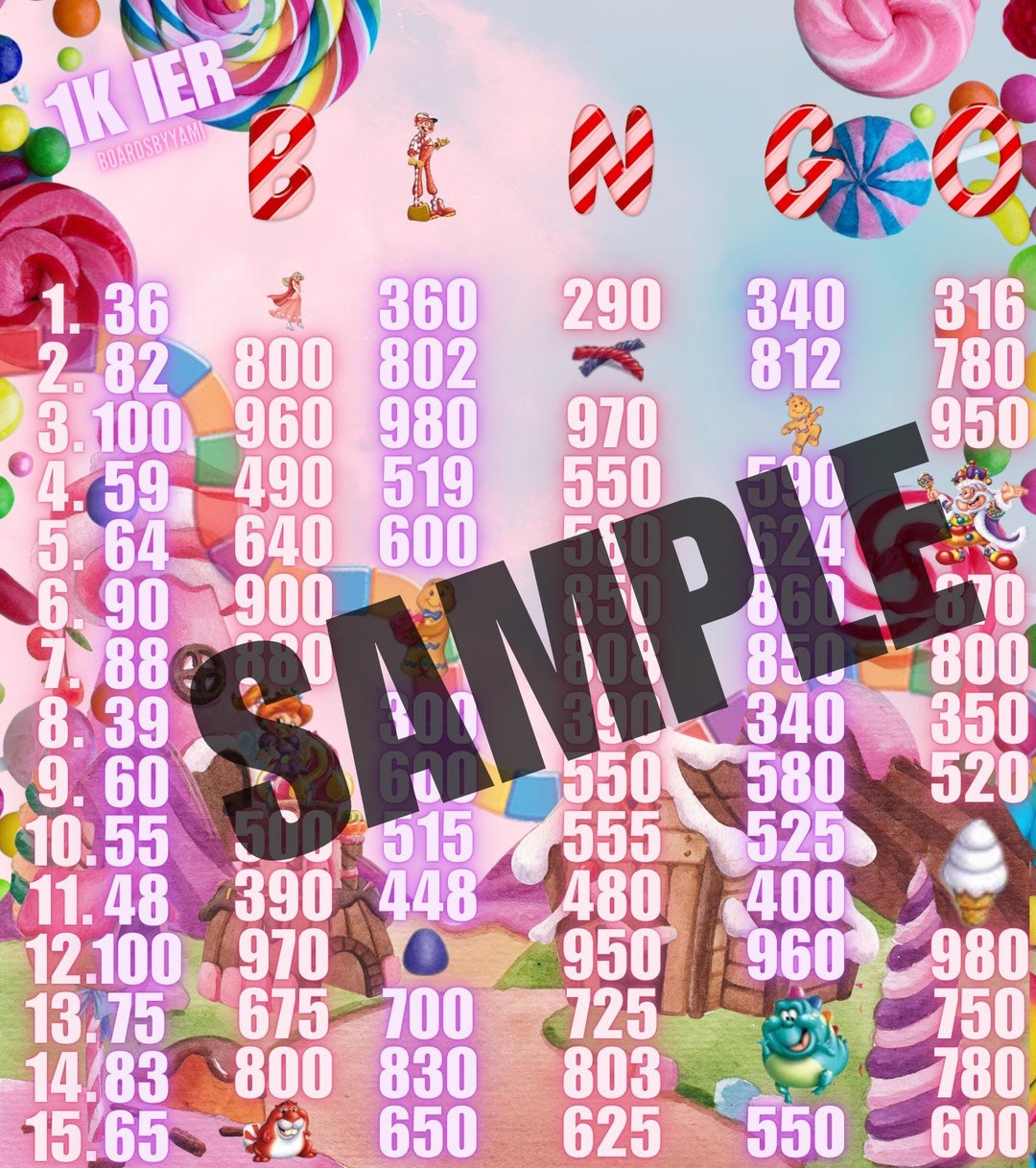 NEW 1K Candy Land Bingo Board - Etsy