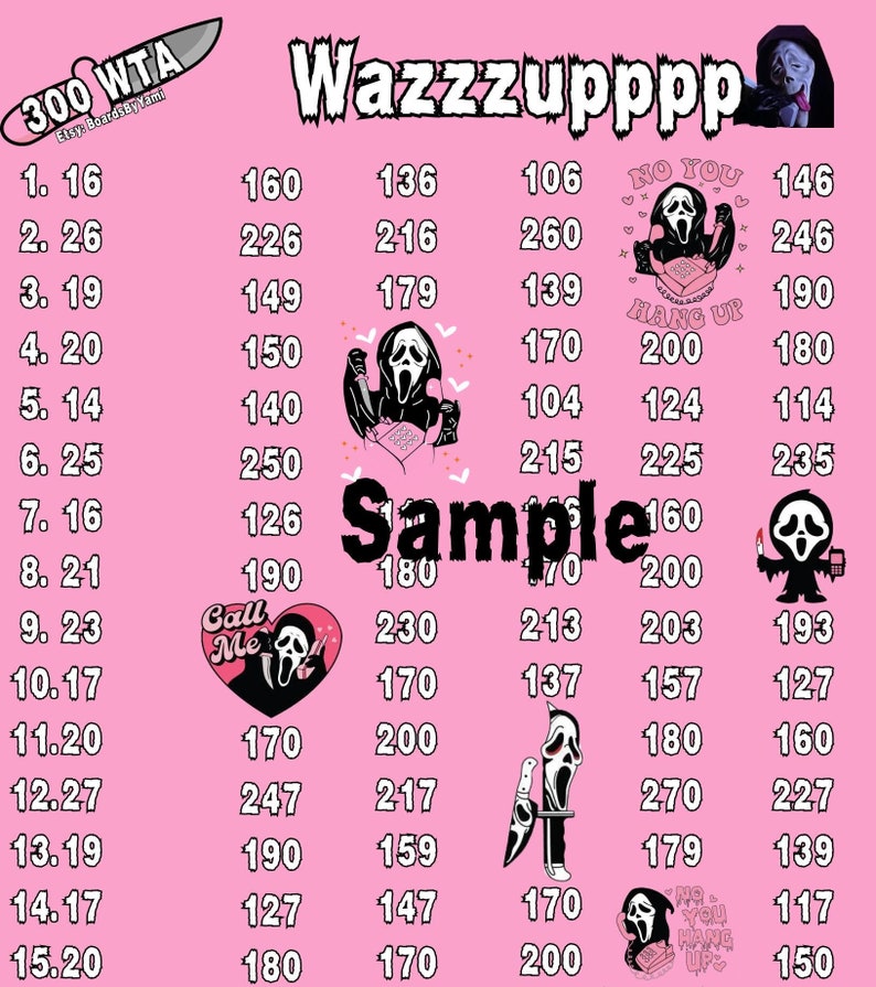 NEW Ghost Face 300 Bingo Board - Etsy