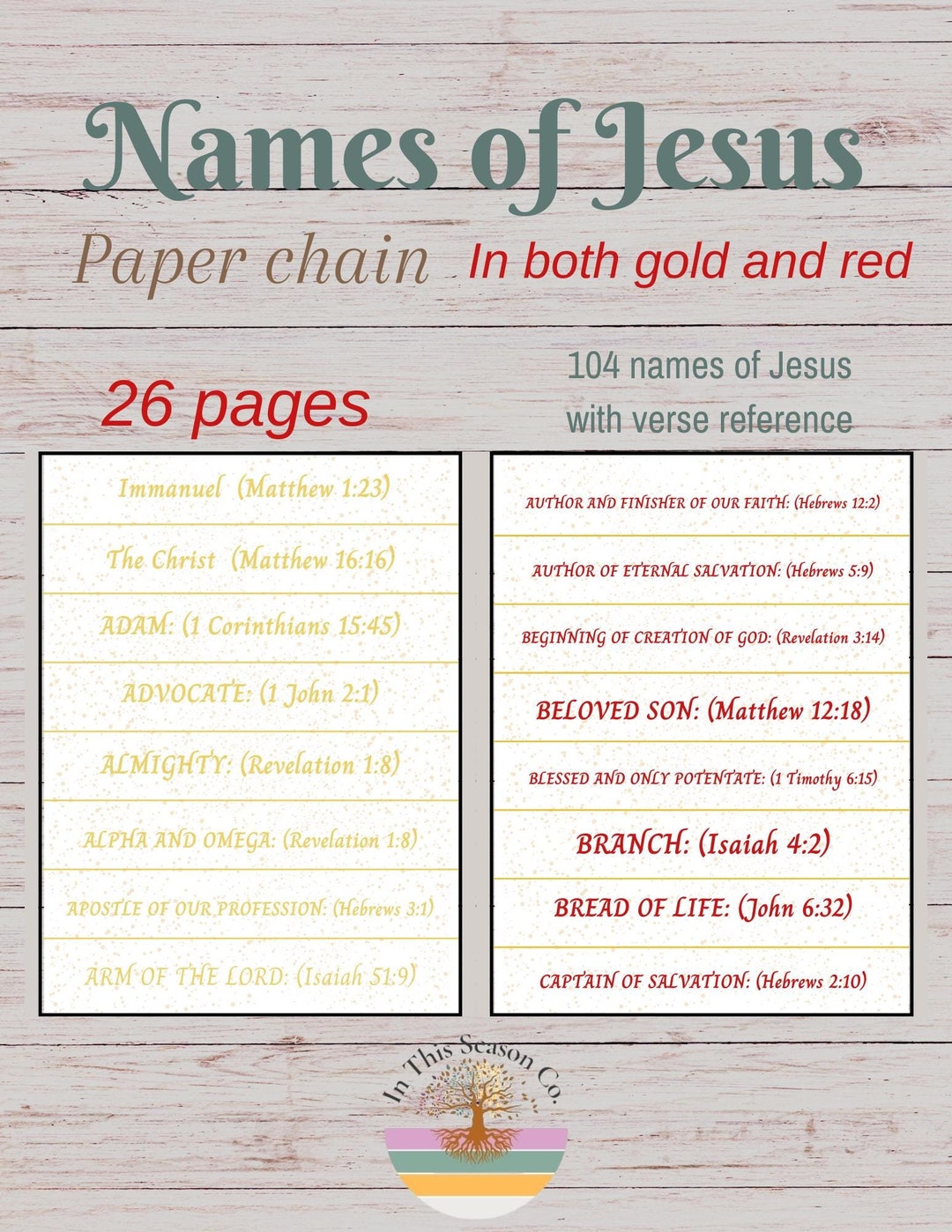 Names of Jesus Paper Chain - Etsy