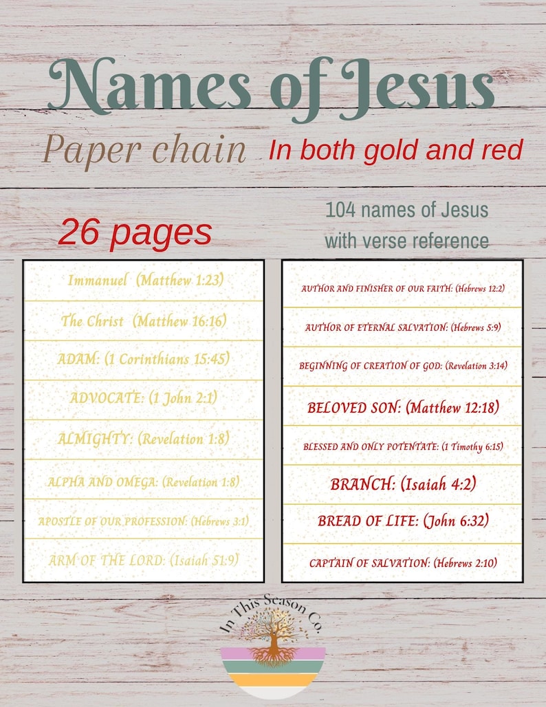 Names of Jesus Paper Chain - Etsy