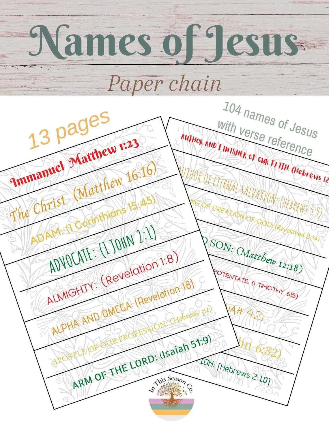 Names of Jesus Paper Chain - Etsy