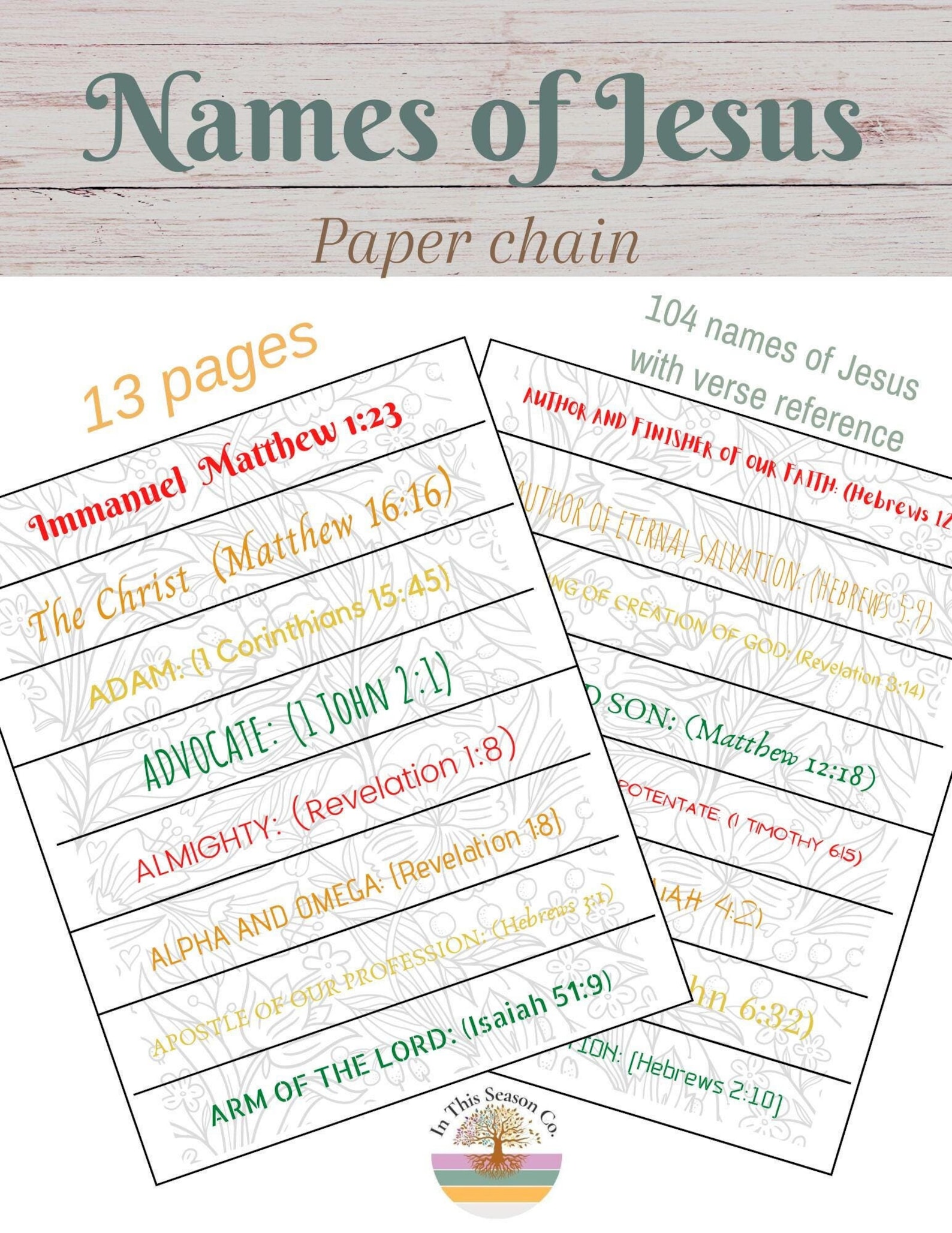 Names of Jesus Paper Chain - Etsy