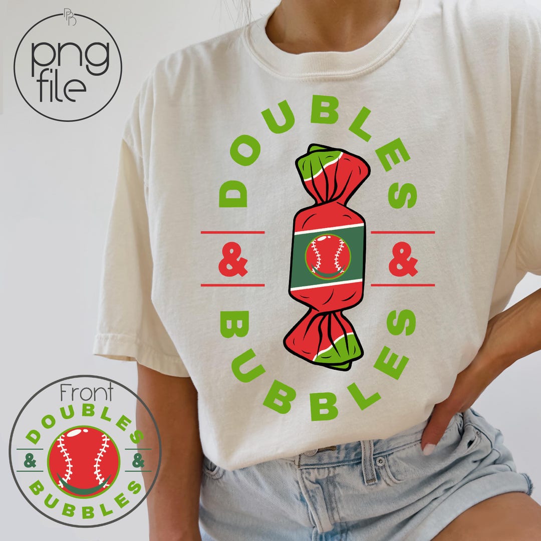 Baseball, Doubles and Bubbles, Front and Back Design Options, Png File ...