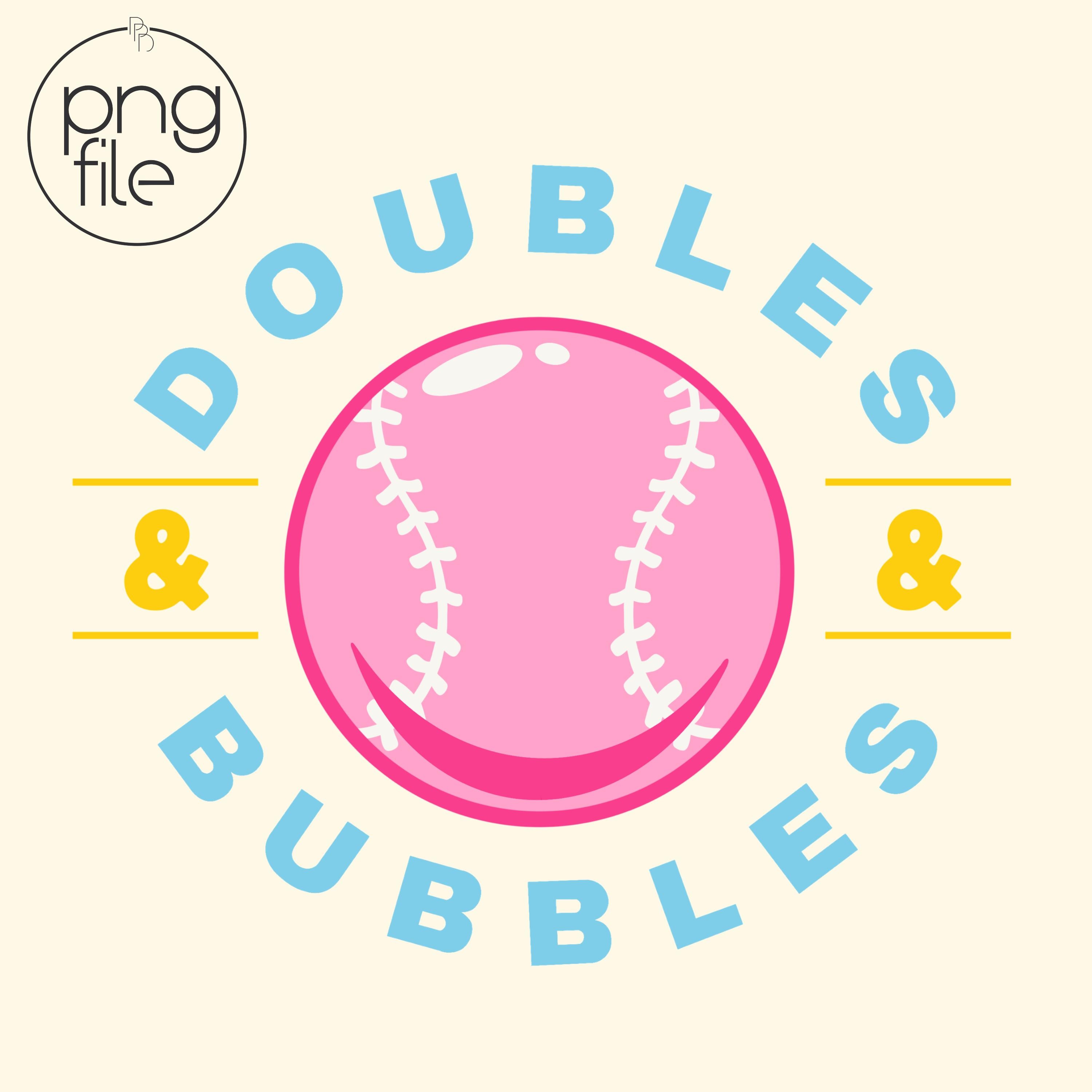 Baseball, Doubles and Bubbles, Front and Back Design Options, Png File ...