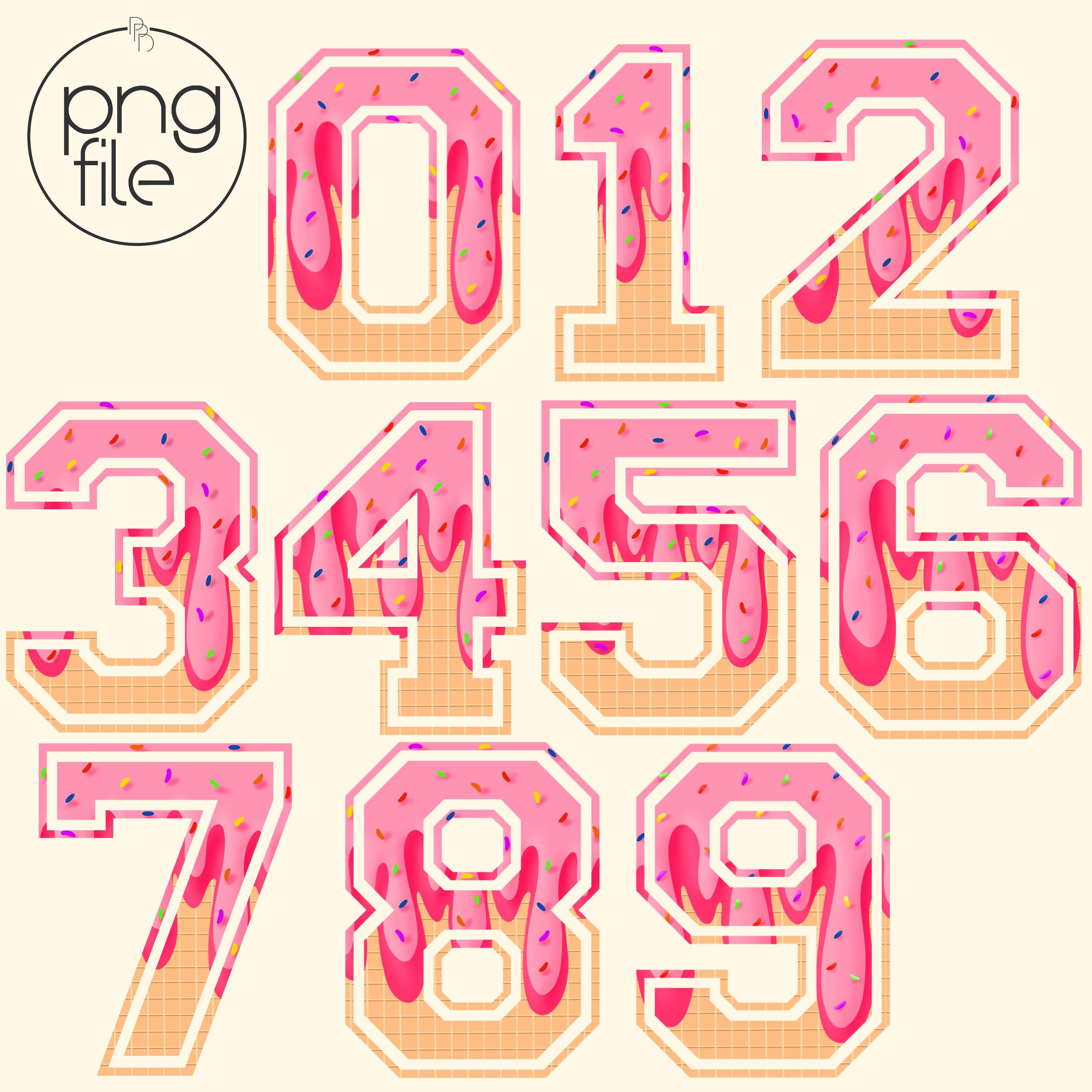 Ice Cream Baseball Number Drip, Numbers 0-9, Png File - Etsy