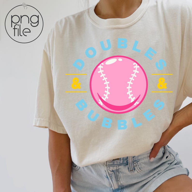 Baseball, Doubles and Bubbles, Front and Back Design Options, Png File ...