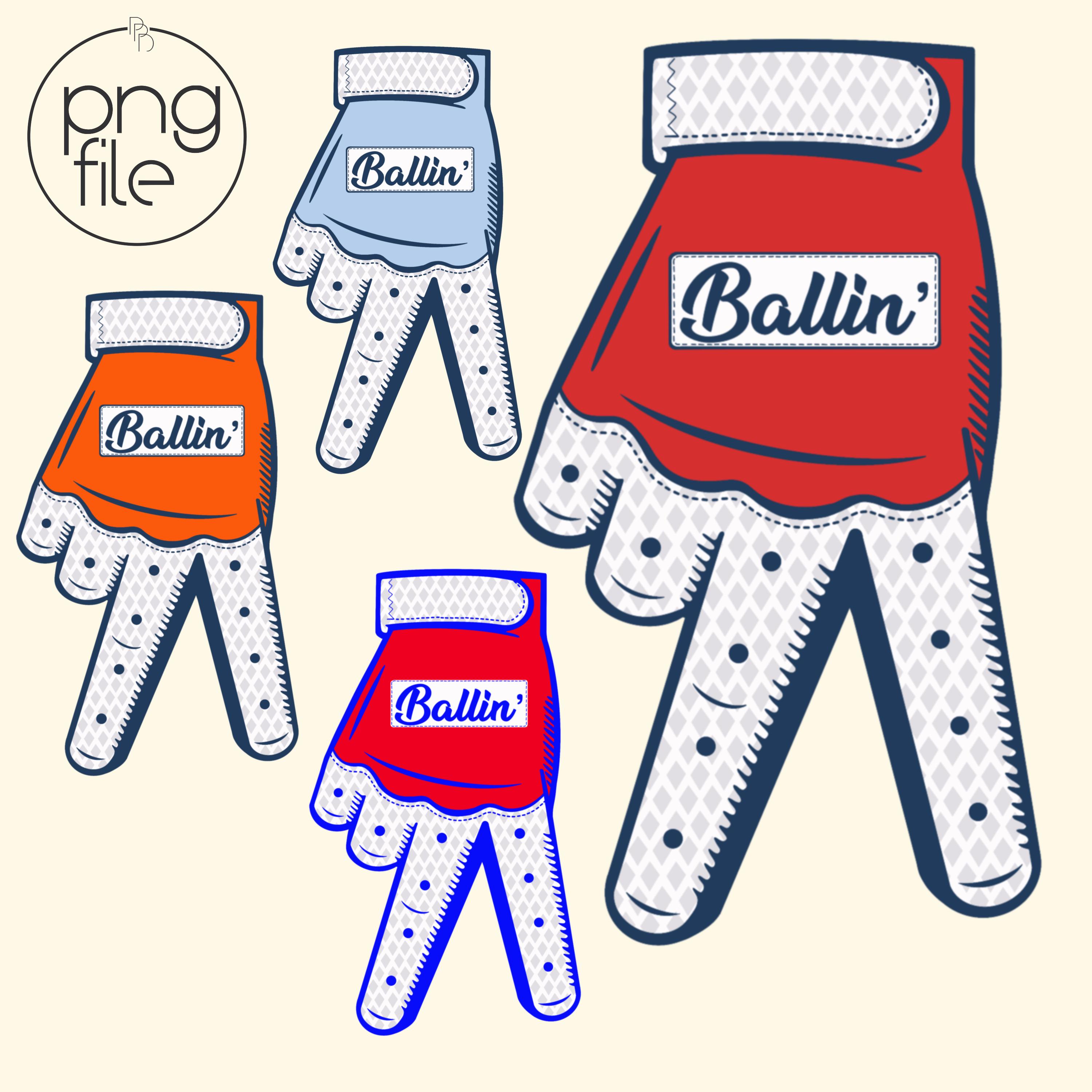 Ballin Baseball Batting Glove, 4 Colors, Red/navy-red/royal-orange ...