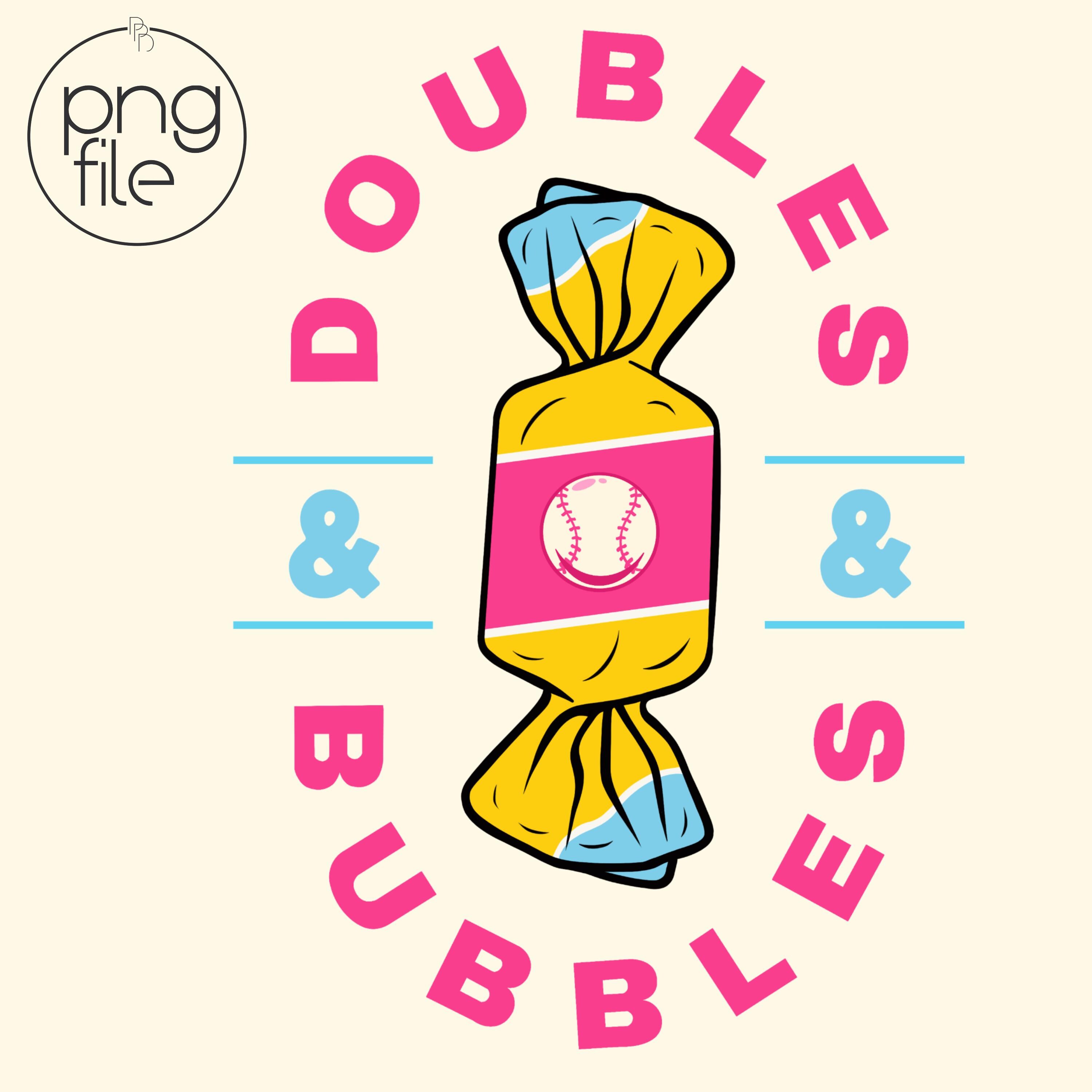 Baseball, Doubles and Bubbles, Front and Back Design Options, Png File ...