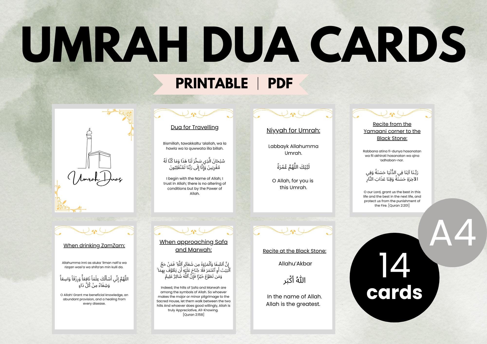 Umrah Dua Cards Umrah Flash Cards Prayer Cards Dua Reminder Cards ...