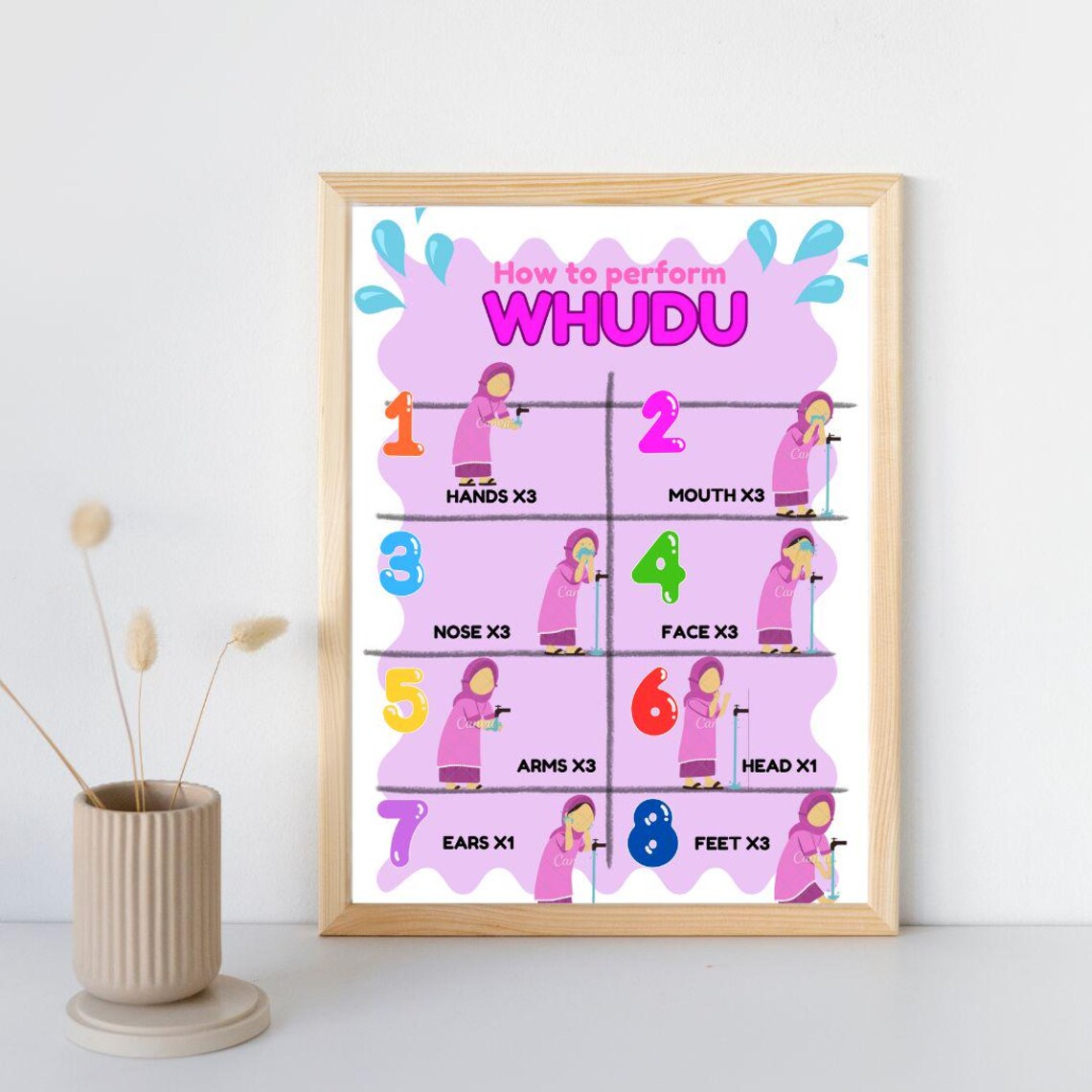 Wudu Chart Printable, Wudu Sequence, Children's Wudu Chart, Girls Wudu ...
