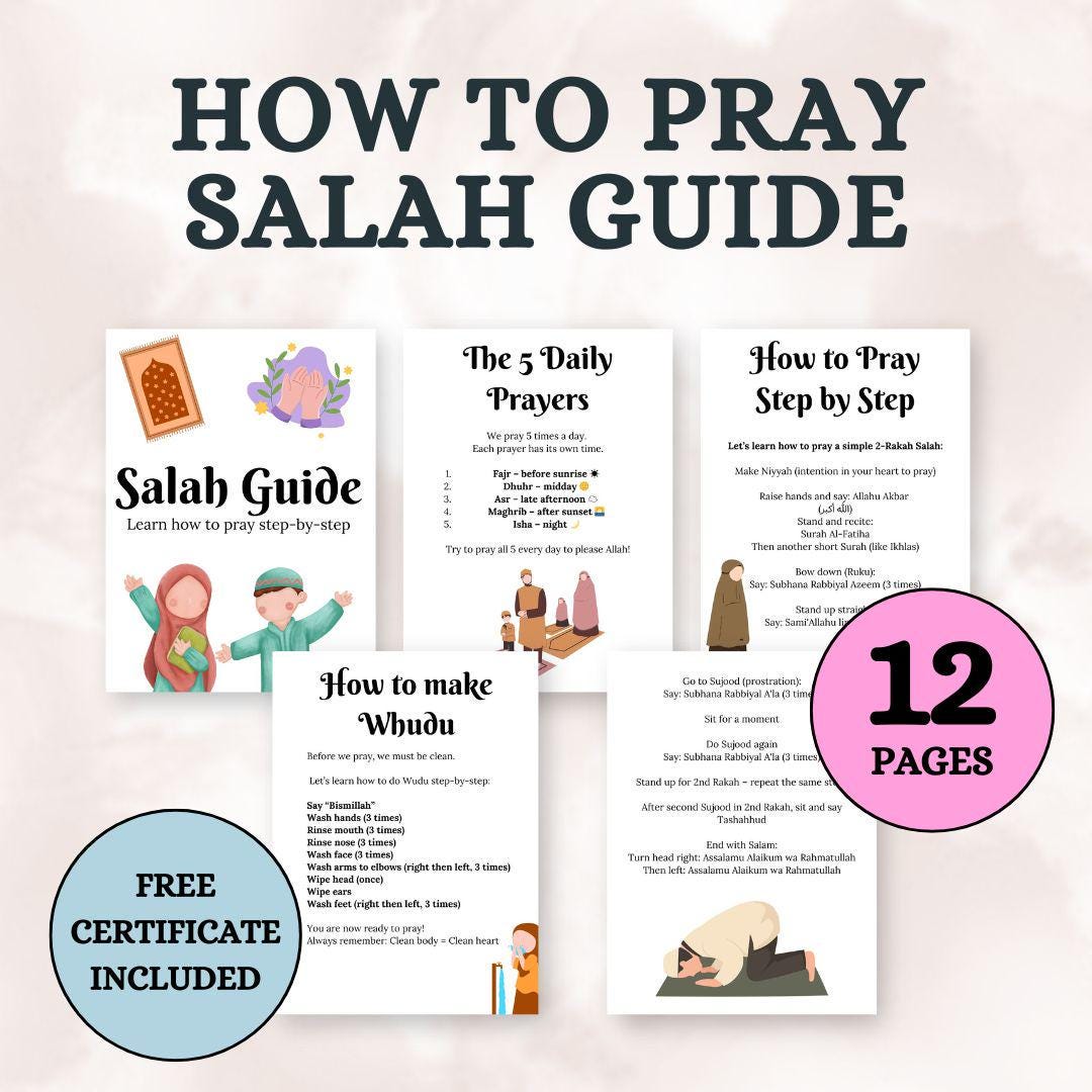 Muslim Kids Prayer Guide Printable Step by Step Salah Guide for Kids ...