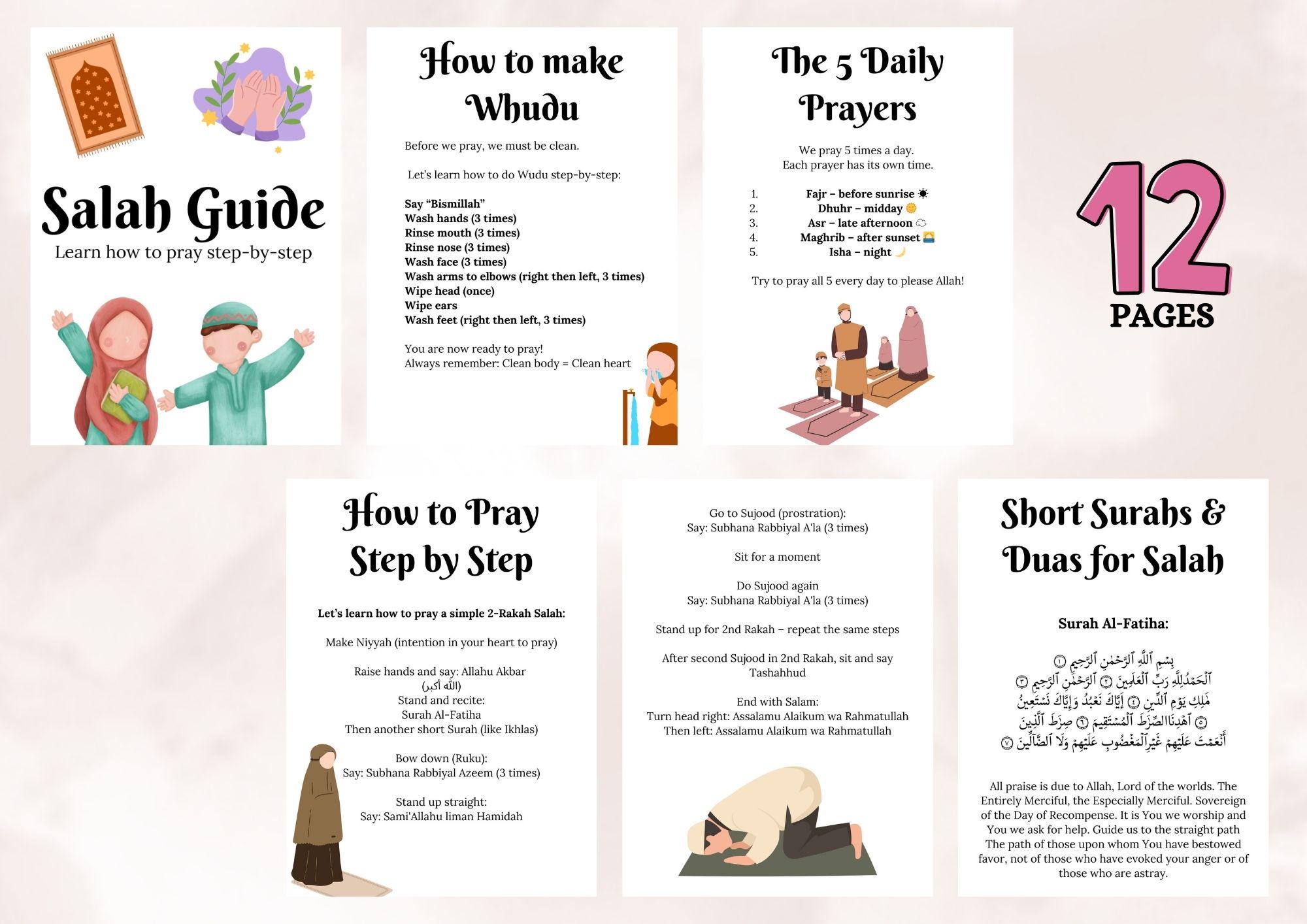 Muslim Kids Prayer Guide Printable Step by Step Salah Guide for Kids ...