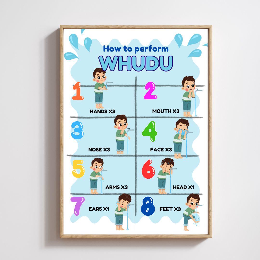 Wudu Chart Printable, Wudu Sequence, Children's Wudu Chart, Boys Wudu ...