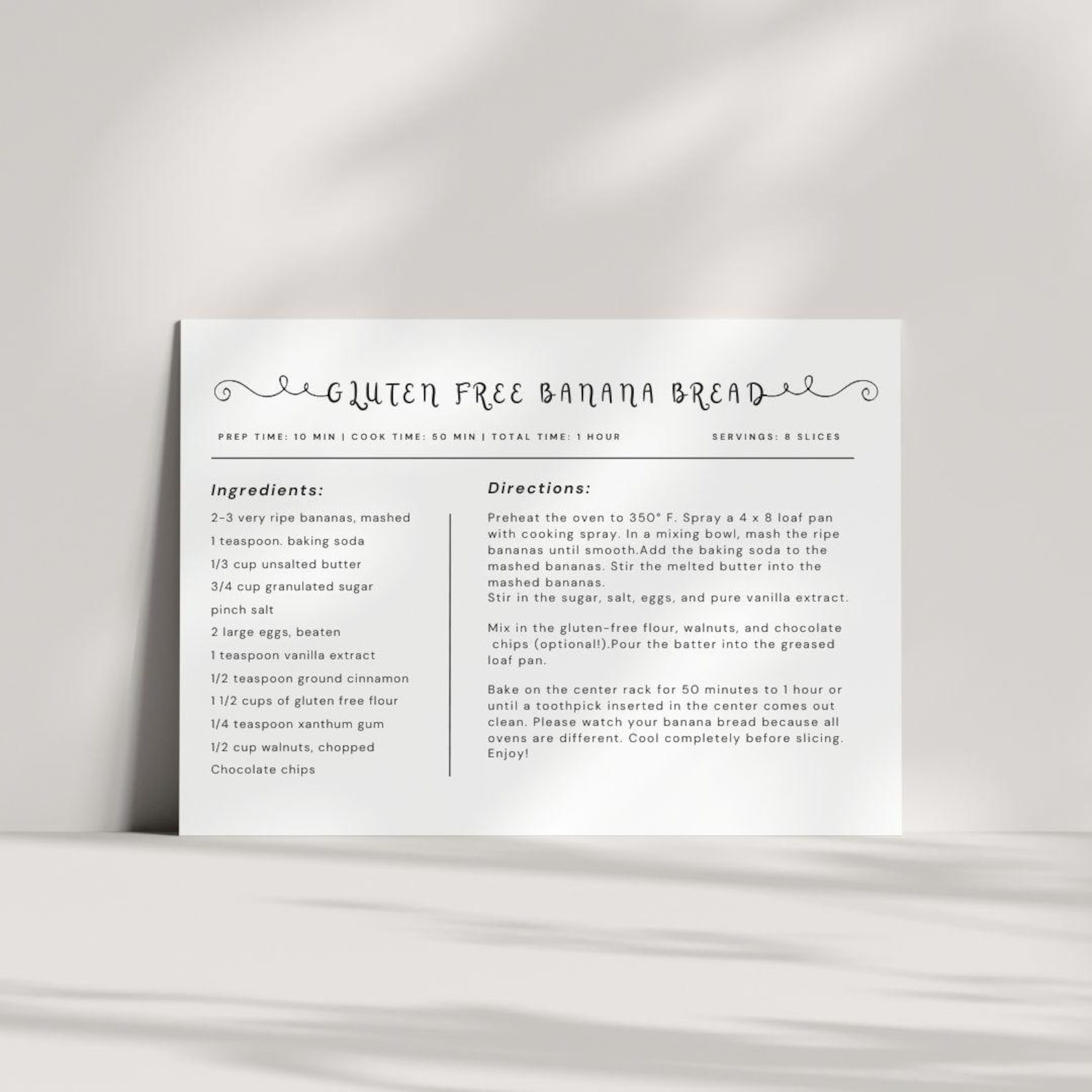 Recipe Card Template, Minimalist Recipe Sheet, Meal Prep, Meal Plan ...