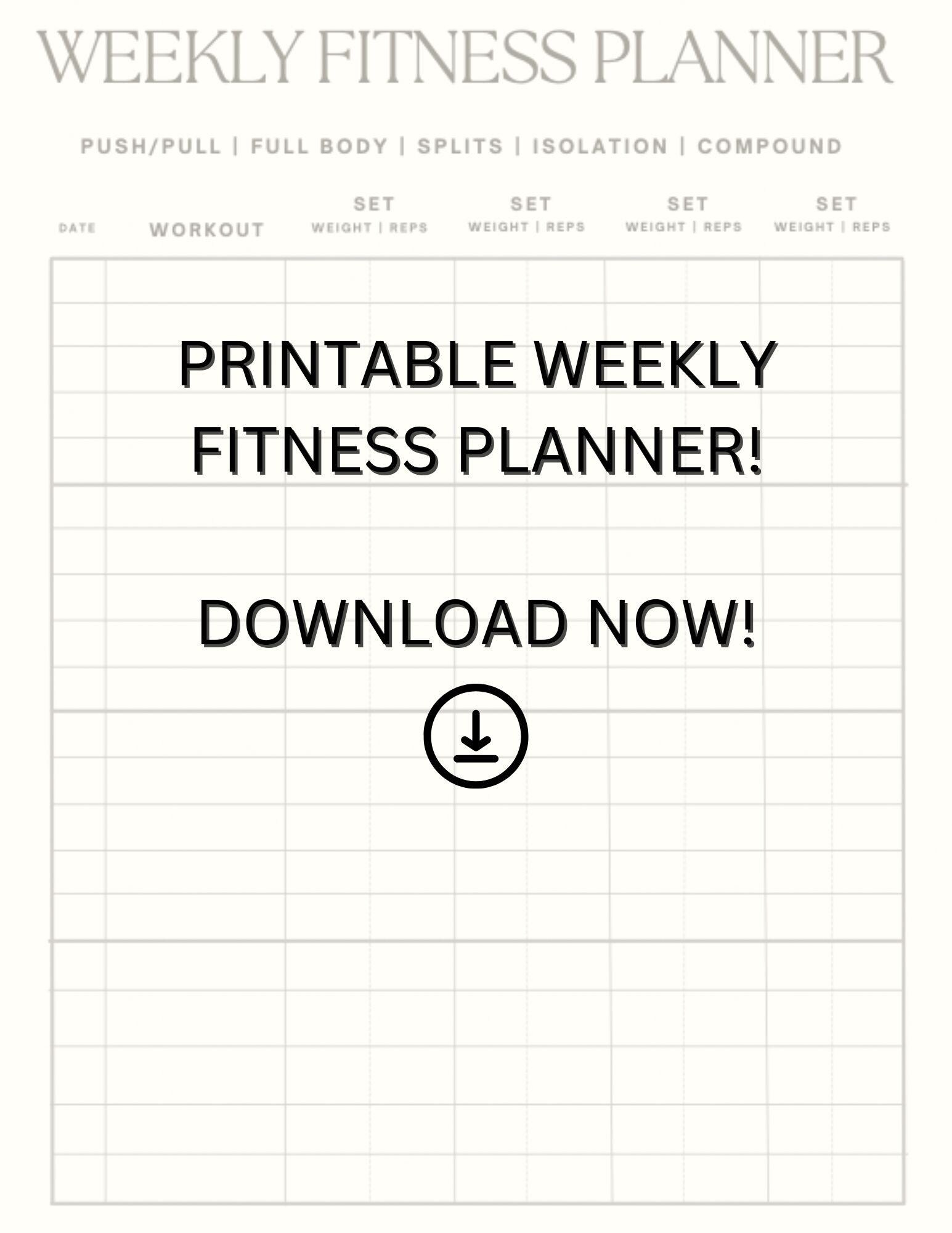 Printable Weekly Fitness Planner, Digital Workout Plan, Beginner ...