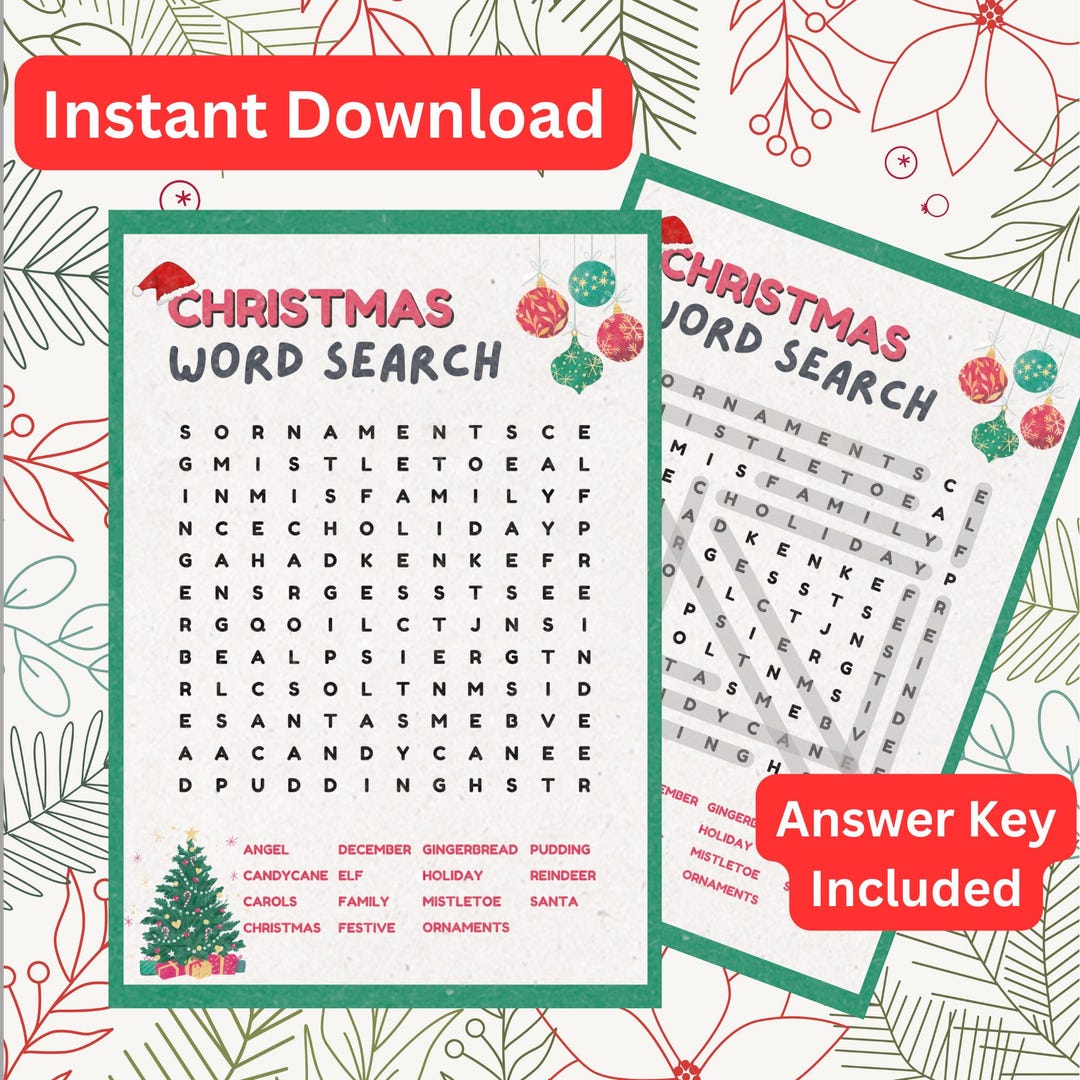 Christmas Word Search Activity Sheet - Digital Download - Etsy