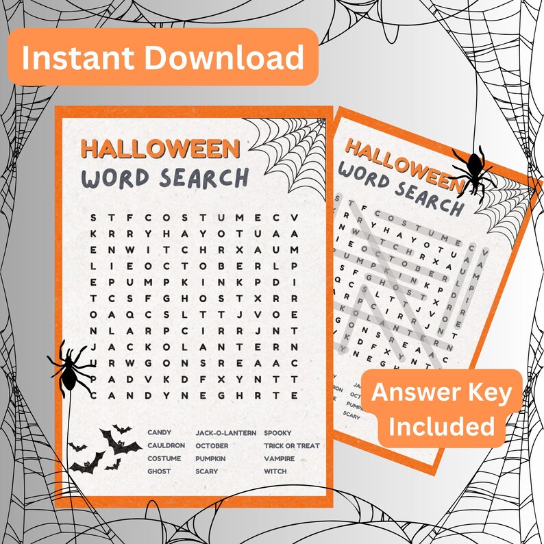 Halloween Word Search Activity Sheet - Digital Download - Etsy