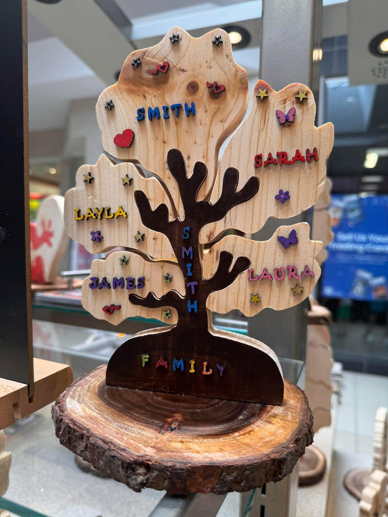 Five Name Family Tree, Wooden Family Tree With 5 Names, Wooden Gift for ...