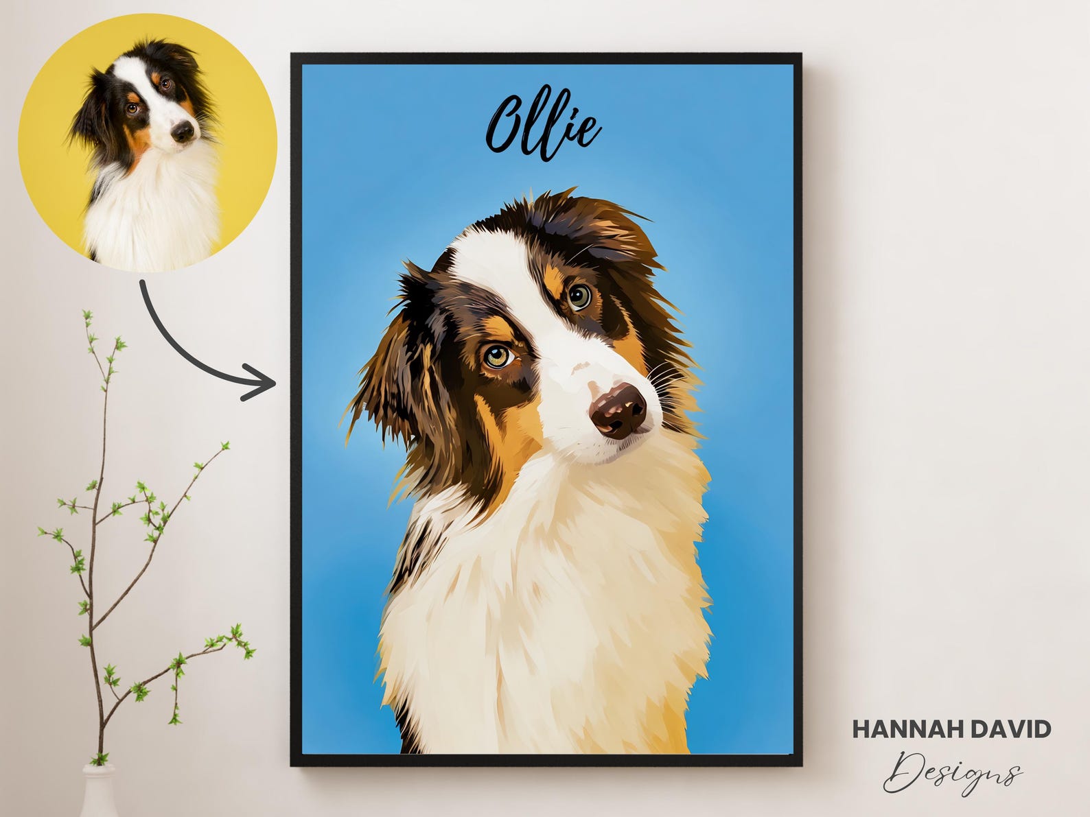 Custom Vector Pet Portrait Photo, Dog or Cat Portrait Wall Art ...