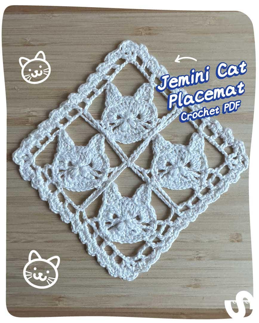 Crochet Jemini Cat Placemat Pattern - (granny Squares, Colored Step by ...