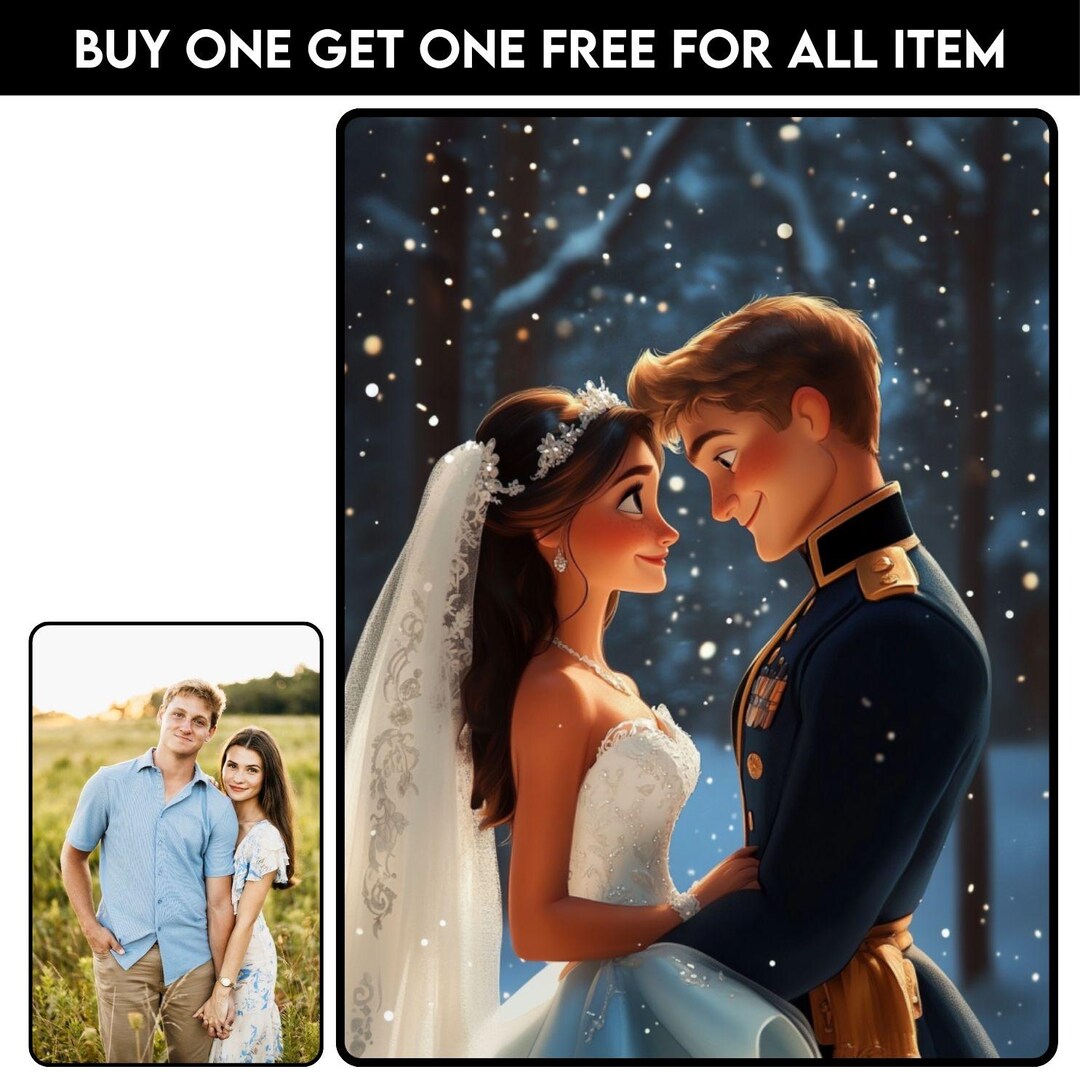 Custom Wedding Illustration, Disney Style Bride and Groom, Pixar ...