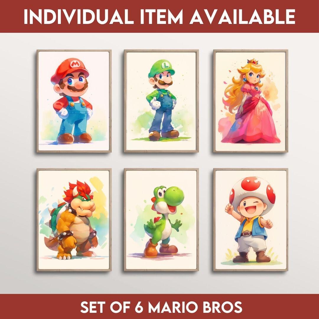 Set of 6 Super Mario Bros Poster Wall Art, Gaming Wall Art, Video Game ...