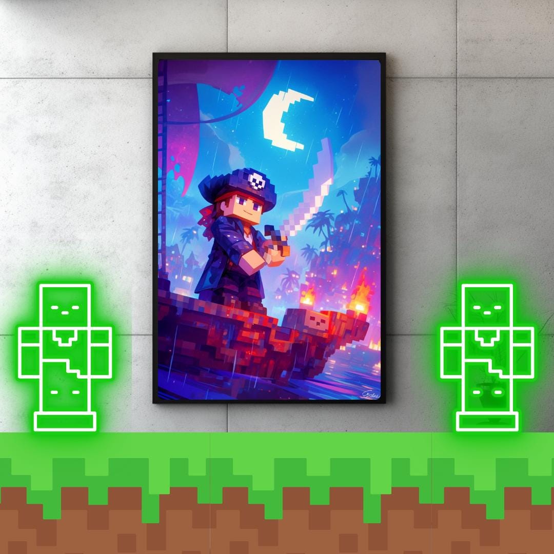 Custom Minecraft Character Portrait, Personalized Gaming Portrait ...