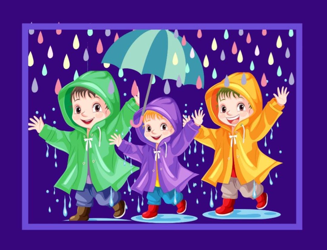 Animated Child Rain Play Puddles Digital Download Postcard Prints Card ...