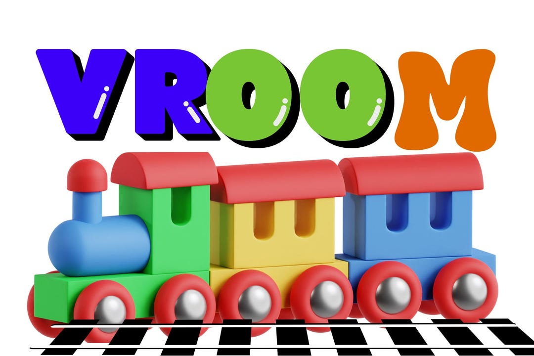 Animated Vroom Play Train With Quote Digital Download Postcard Card ...