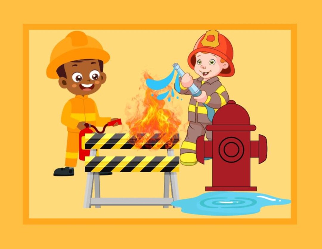 Animated Firefighter Buds Fire Hydrant Extinguisher Digital Download ...