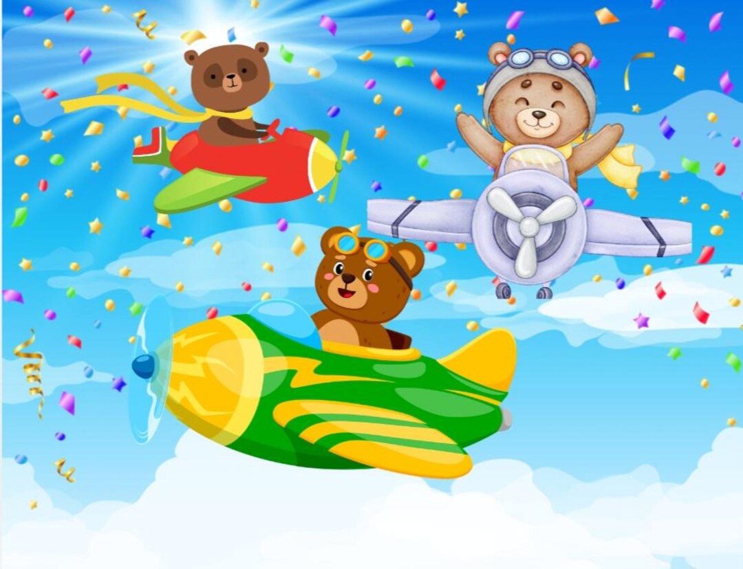 Animated Flying Bears Fun Digital Download Postcard Card Print - Etsy