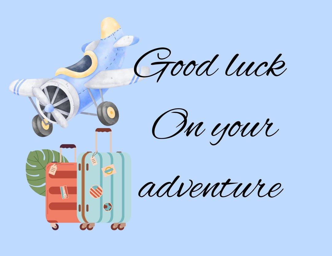Animated Quote Good Luck on Your Adventure Plane Luggage Digital ...