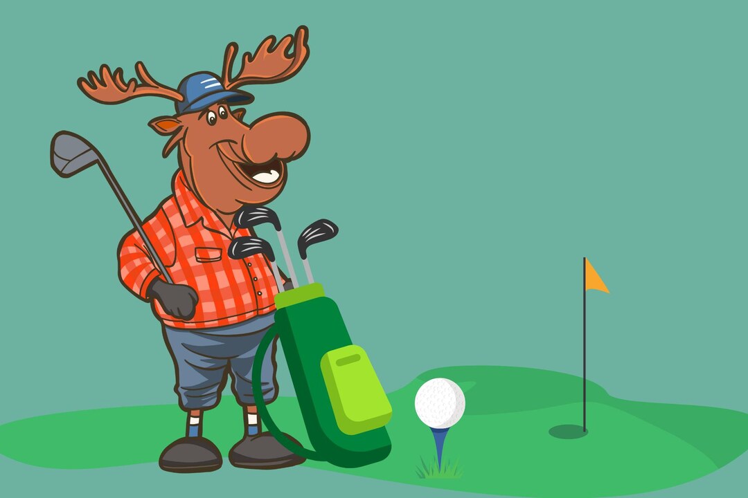 Animated Moose Golf Digital Download Postcard Card Print - Etsy