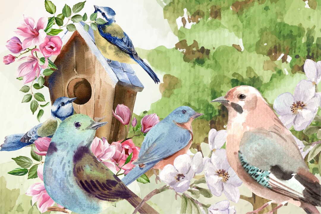 Animated Branch, Birds, Digital Download Postcard Card Print - Etsy