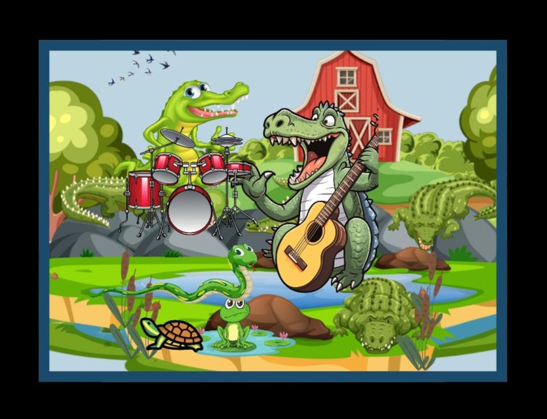 Animated Singing Alligator Farm Pond Band Digital Download Postcard ...