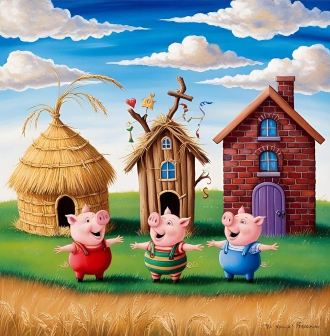Animated Three Little Pigs Nursery Digital Download Prints 4pc Set From ...