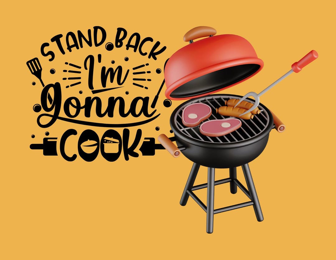 Animated Grill Caution Cooking Digital Download Postcard Prints Card ...